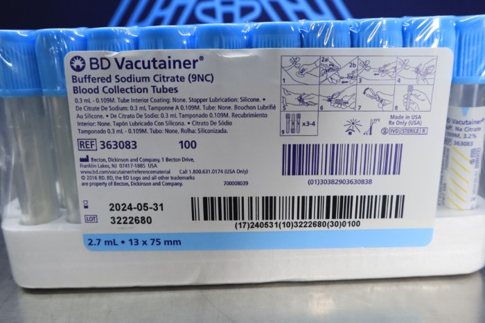 (1 Box) BD Vacutainer Buffered Sodium Citrate Blood Collection Tubes ...