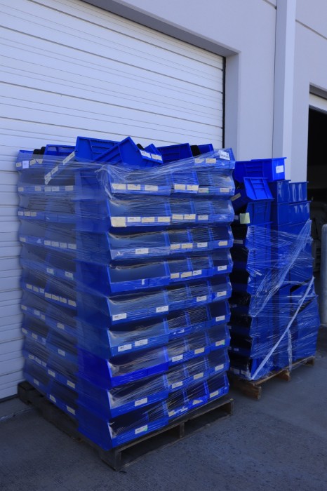 (2) Pallets Of Blue Bins for sale