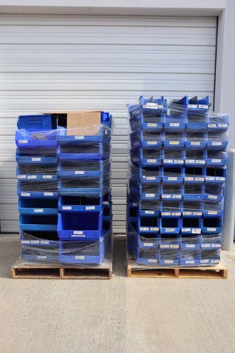 (2) Pallets Of Blue Bins for sale