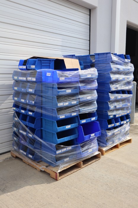 (2) Pallets Of Blue Bins for sale