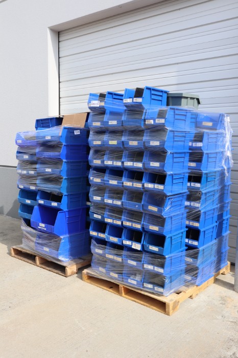 (2) Pallets Of Blue Bins for sale