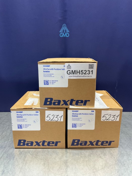 (3 Boxes) Baxter 5C4466P MiniCap With Povidone Iodine Solution for sale