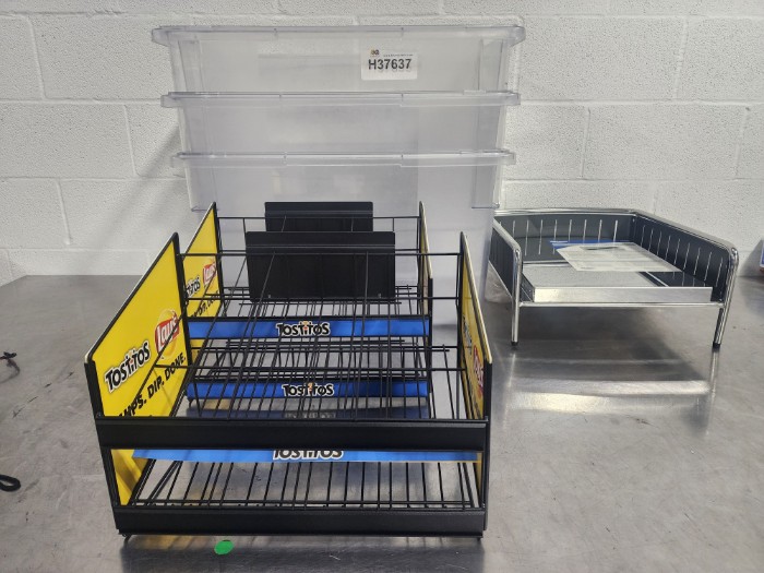 3 Food storage Bins/ 2 Frito Lays Racks/ Vollrath Buffet Station for sale