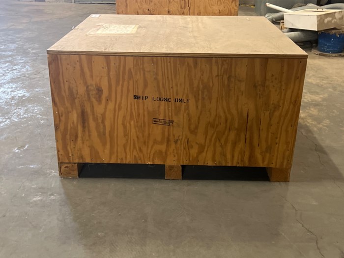 4’ X 3’9” X 2’3” Wooden Shipping Container w/ Assorted Supplies for sale
