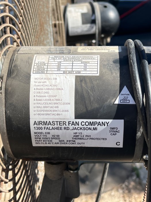 AirMaster Model: 03B Fans (Lot of 3) for sale