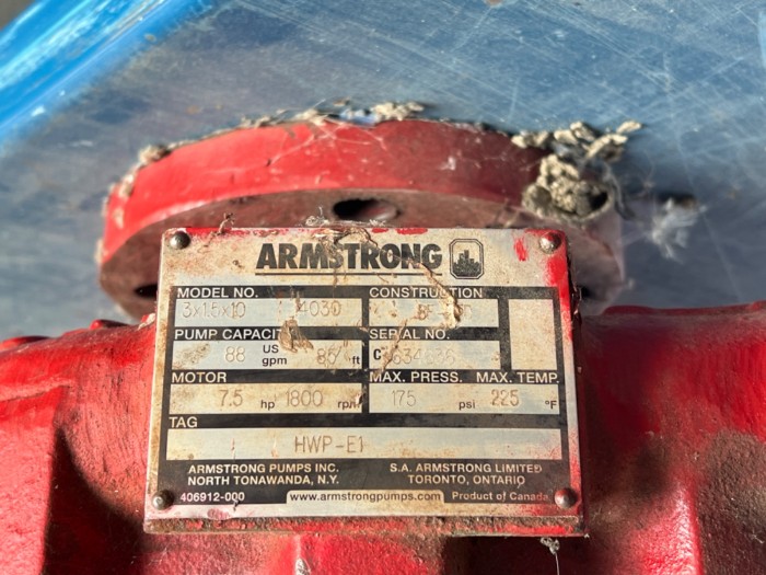 Armstrong Model: 4030 & 28 1060 BE Pumps w/ Mounting Base (Cart not ...