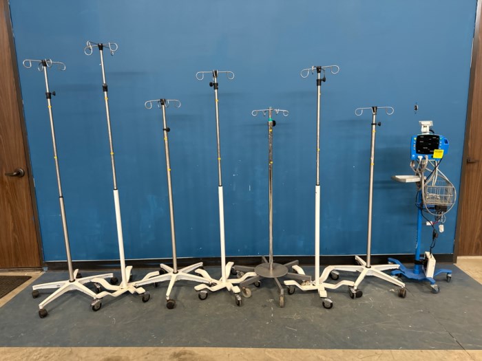 Assorted Medical Stands with wheels + Carescape Monitor for sale
