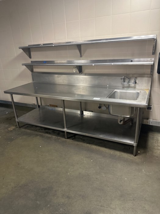 Commercial Sink/Prep Table w/ (2) Storage Shelves for sale