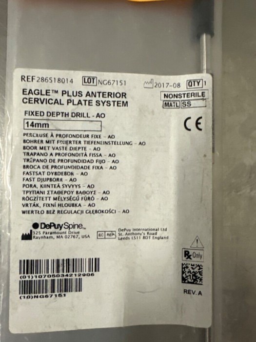DePuy Eagle Plus 286518014 Anterior Cervical Plate Fixed Depth Drill for sale