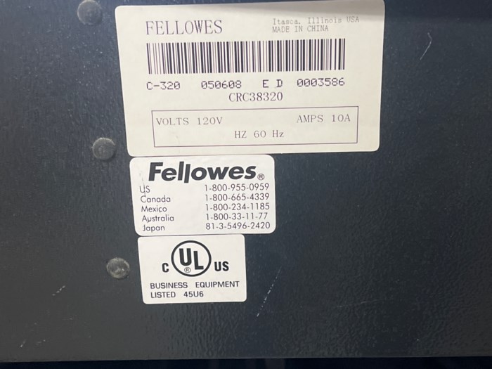 Fellows Powershred C-320 Shredder for sale