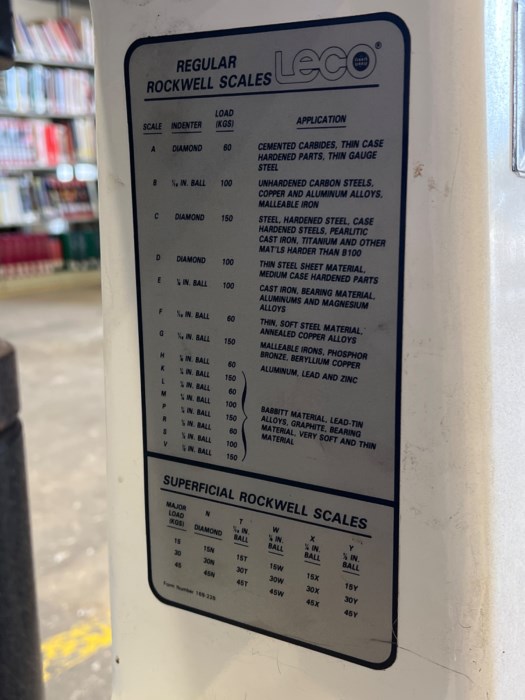 LECO LR Rockwell Type Hardness Tester for sale