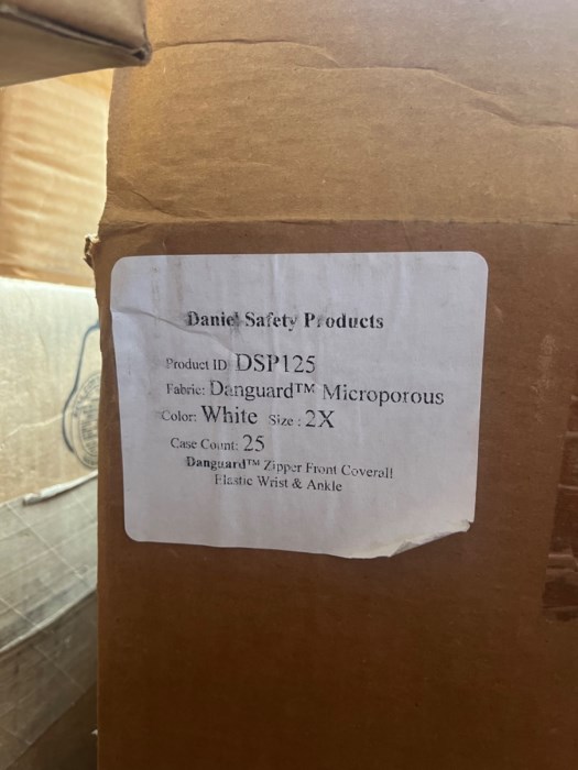 Lot of 100 Daniel Safety Products white Zipper Front Coverall size 2XL ...