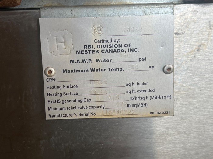 RBI Model: LB 1200 Heating Boiler for sale