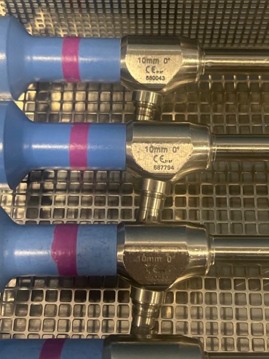 Stryker Ideal Eyes Laparoscopes (Lot of 6 w/ Sterilization Tray) for sale