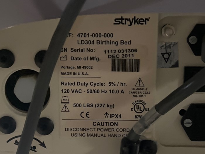 Stryker LD304 Birthing Bed for sale