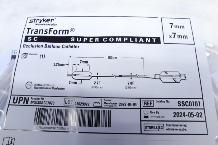 Stryker TransForm Super Compliant Occlusion Balloon Catheter for sale