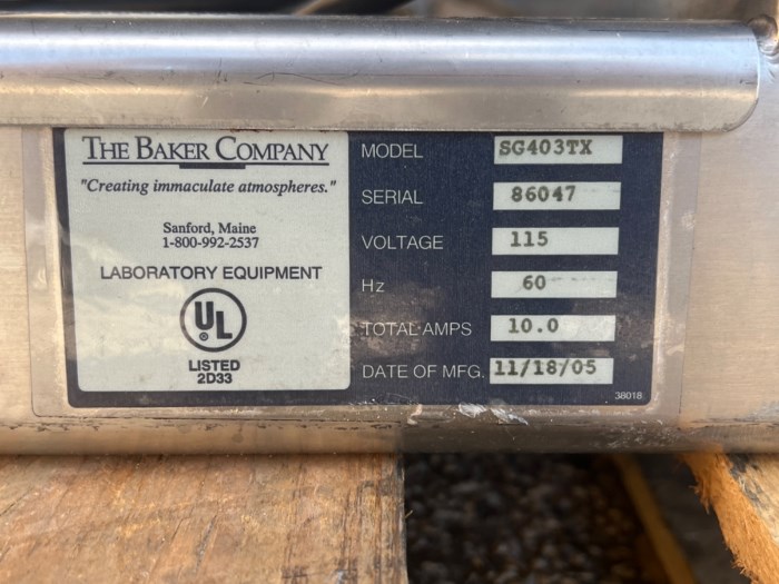 The Baker Company Model: SG403TX SterilchemGard III Advance for sale