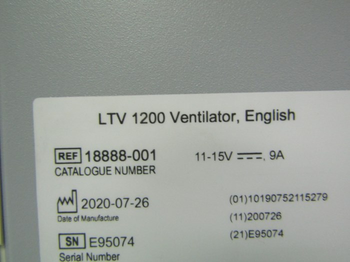 Vyaire Carefusion LTV 1200 VENTILATOR (NEW 0 Hours) DOM 2020 for sale